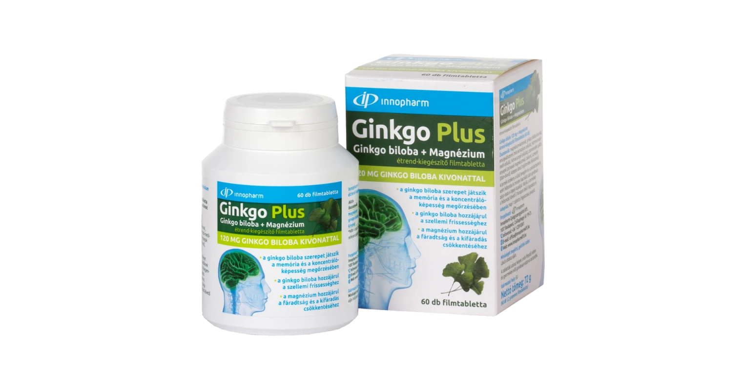 InnoPharm Ginkgo Plus Ginkgo biloba + Magnézium filmtabletta 60x - Vitaplus